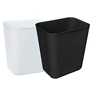 RITQUB 1.6 Gallons Efficient Trash Can Wastebasket 6L, Fits Under Desk, Kitchen, Home, Office (1.6-Gallon, White+Black)