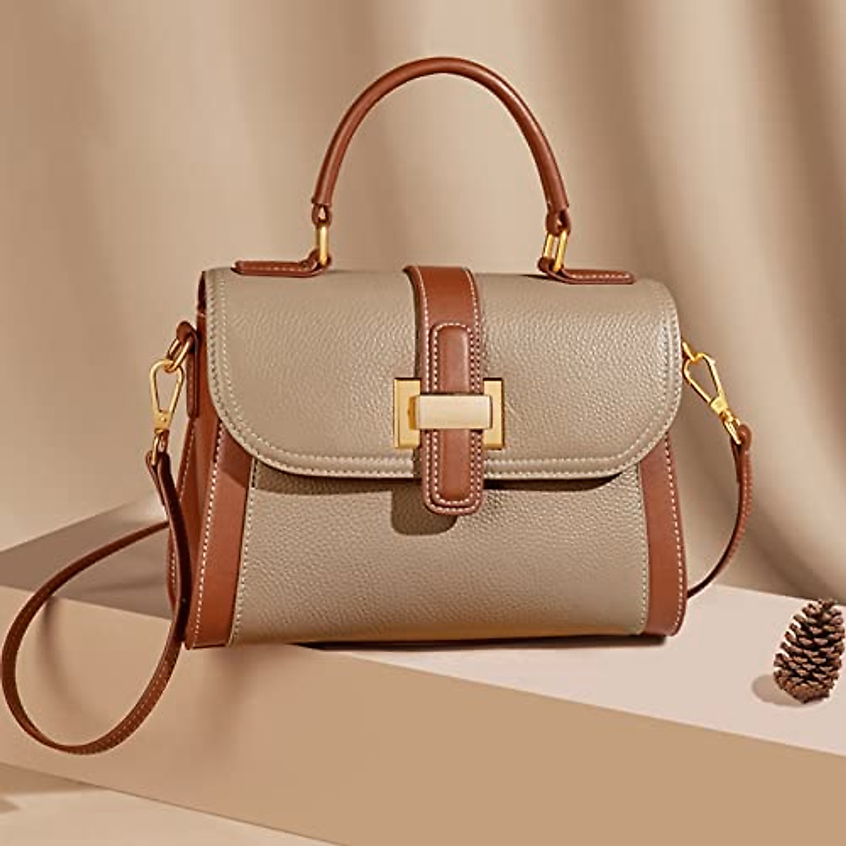 LAORENTOU Cow Leather Small Handbag Purse for Women Crossbody Bags Satchel Handle Bag Shoulder Bagswith Adjustable Strap