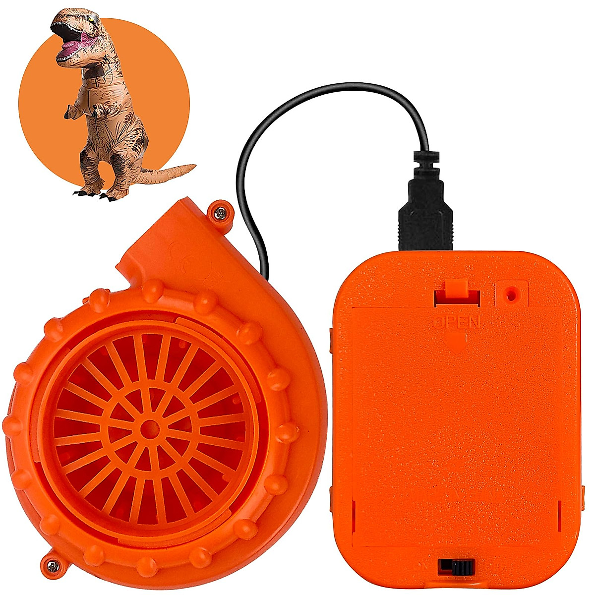 QLINLEAF Mini Blower Fan for Dinosaur Costume or Other Inflatable Game Clothing Suits, Orange