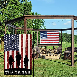 Patriotic American Soldier Thank You Garden Flag 12x18 Inch Double Sided 4th of July Independence Day Memorial Day Yard Outdoor Decor USA Flag