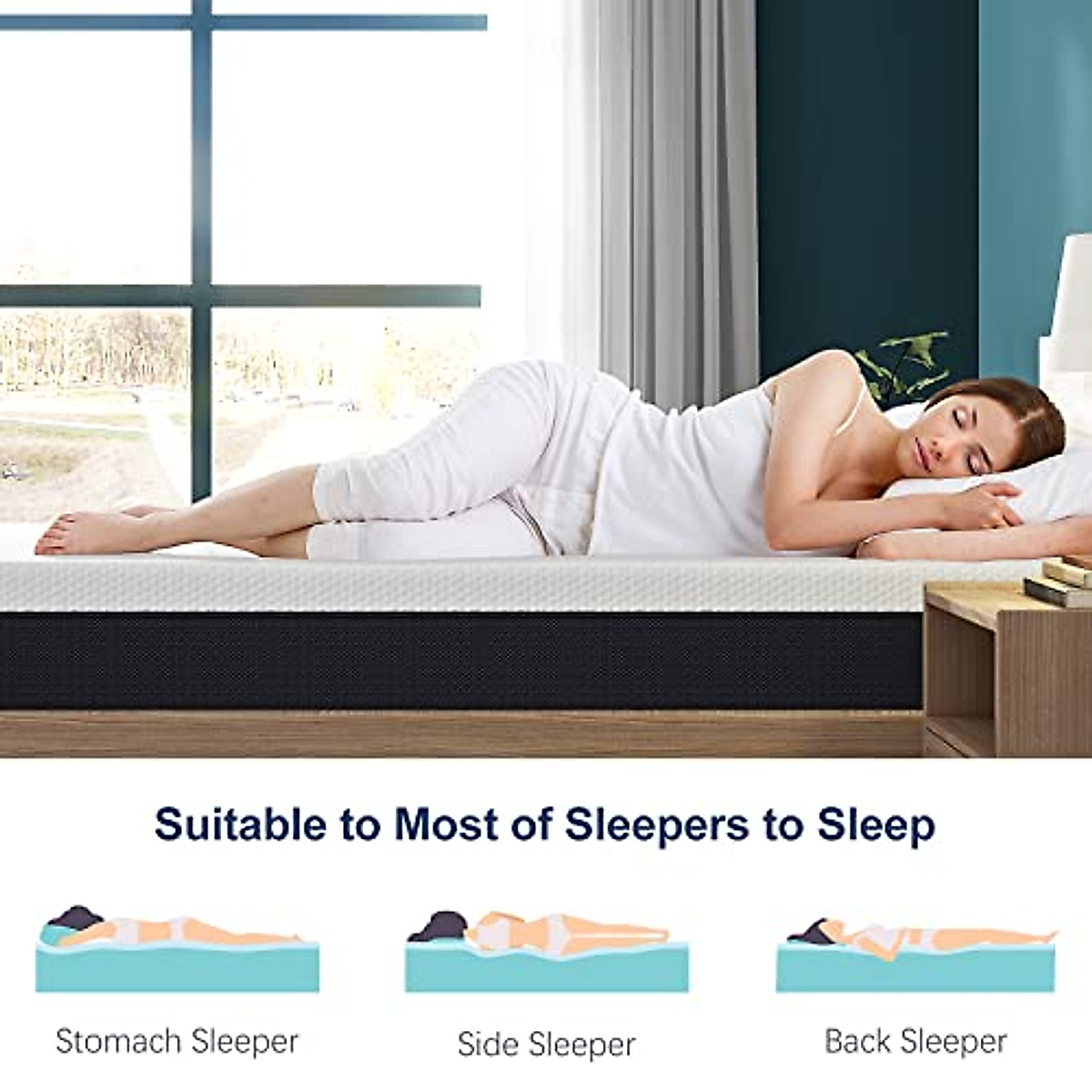 Molblly Full Size Mattress,6 Inch Premium Cooling-Gel Memory Foam Mattress Bed in a Box,Full Bed Supportive & Pressure Relief with Breathable Soft Fabric Cover,10 Year Warranty