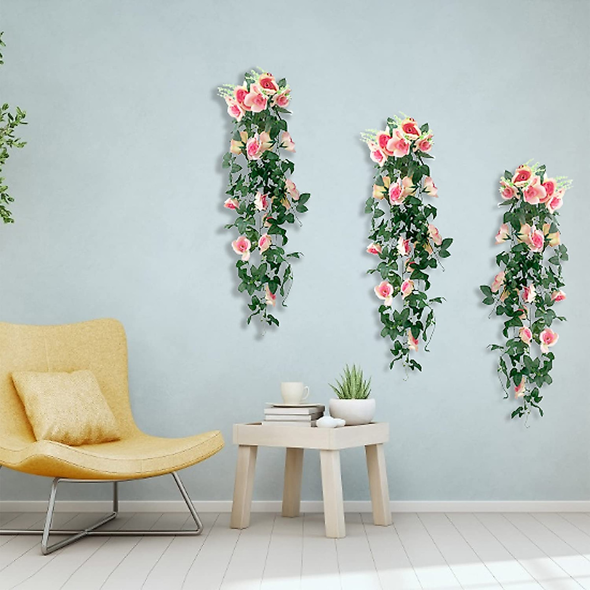 Zhiweikm 2 Pack Artificial Rose Vines Hanging Flowers 3 Ft Garland Plants Home Arrangement Decoration Greenery Christmas Flower Decoration for Room Garden Wedding Indoor or Outdoor (Pink)