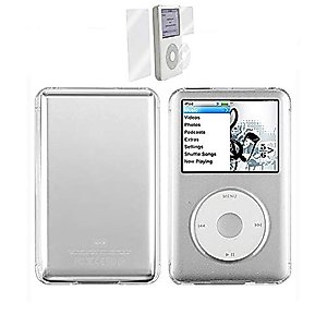 for iPod Classic Case,Clear Hard Snap-on Case Cover for Apple iPod Classic 6th 7th 80GB, 120GB Thin 160GB and iPod Video 5th 30gb + Screen Protector(10.5mm Thickness Thin Version)