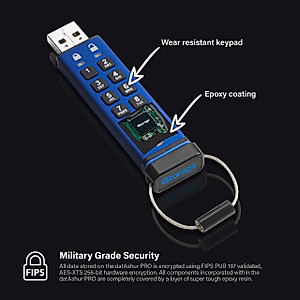 iStorage datAshur PRO 4 GB | Encrypted USB Memory Stick | FIPS 140-2 Level 3 Certified | Password Protected | Dust/Water Resistant