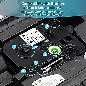 Fimax Compatible Brother P Touch TZe-241 TZe241 Label Tape 18mm 0.7 Laminated White TZ-241 Tape for Brother Ptouch PTD400 PTD600 PT2030 PT1880 PT1890 PTP700 Label Maker, Black on White, 6 Pack