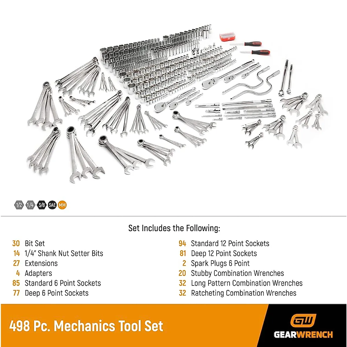 GEARWRENCH 498 Piece Master Mechanics Tool Set | 89070