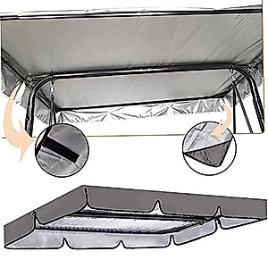Outdoor Swing Canopy Replacement Cover 2 Seater Anti-uv Waterproof Oxford Cloth Patio Chair Cover for Swing Garden Porch Seat Furniture Parts - 64.5 X 44.9 X 5.9 Inch.