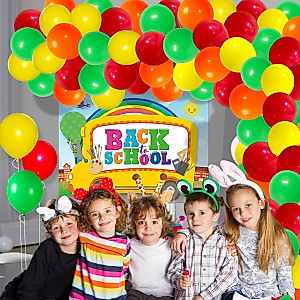 Red Yellow Green Balloon Garland Arch Kit - 121PCS Rainbow Balloon Assorted Colors Balloons Sun Watermelon Foil Balloon School Bus Balloon for watermelon Birthday Party Decorations