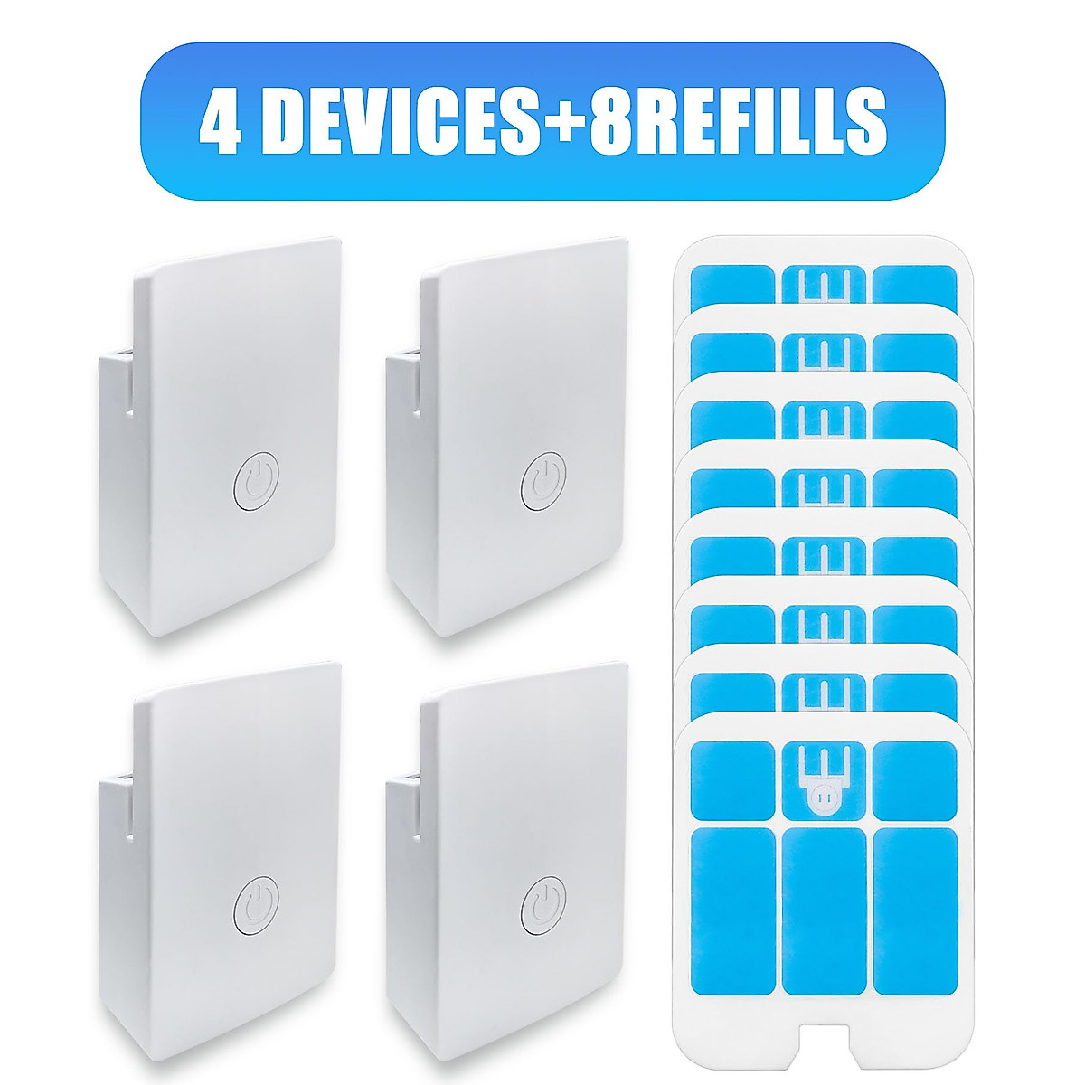 Blue Light Bug Catcher Indoor Plug in, Gnat Traps for House, Indoor Fly Trap for Fruit Moth, Mosquito, Flying Insect Catcher, 4 Device+8 Refills