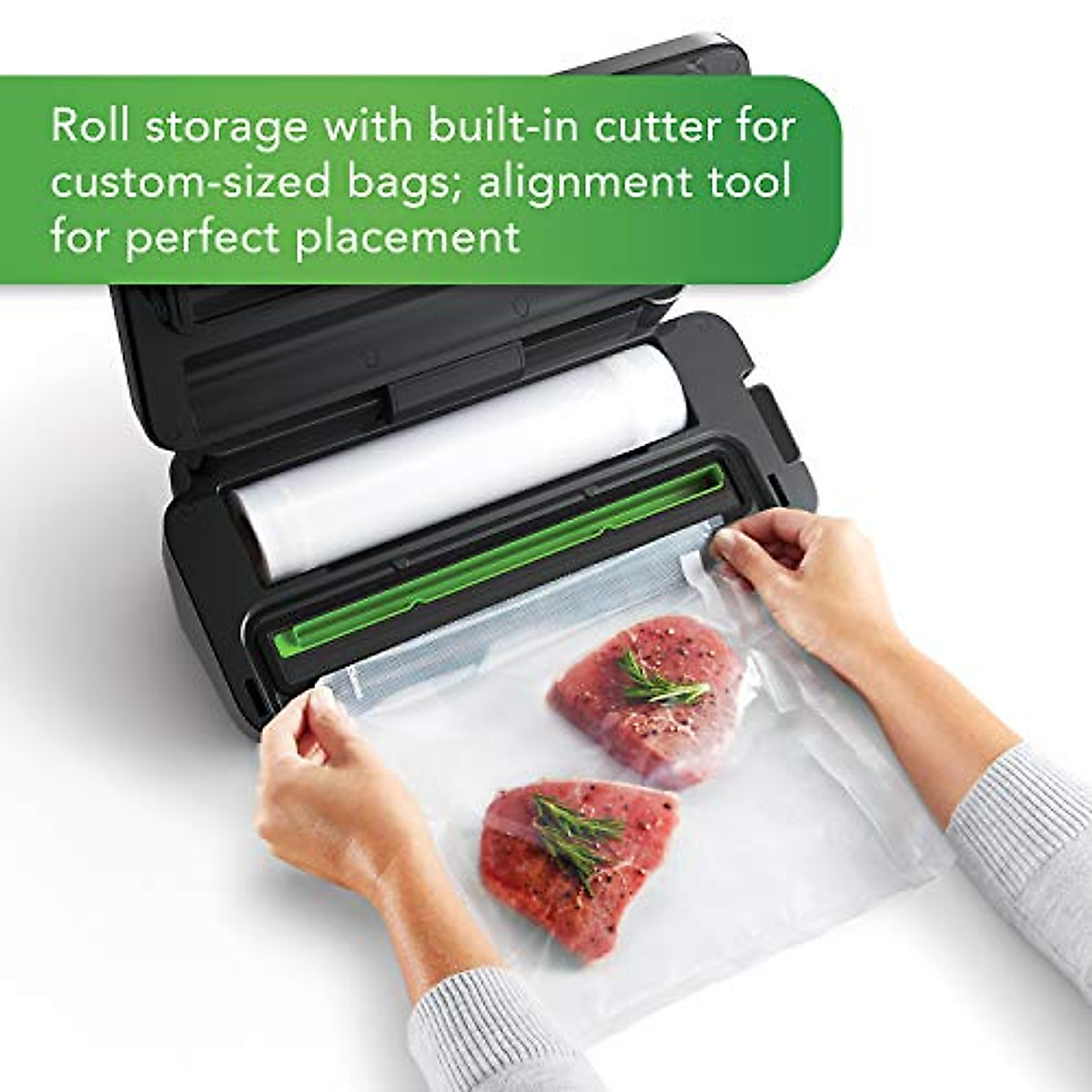 FoodSaver Vacuum Sealer Machine with 4 Settings Including Pulse and Marinate with Sealer Bags and Roll, Handheld Vaccum Sealer for Airtight Food Storage and Sous Vide, Black
