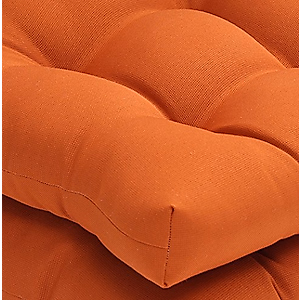 Pillow Perfect Monti Chino Solid Indoor/Outdoor Wicker Patio Seat Cushion Reversible, Weather and Fade Resistant, Round Corner - 19" x 19", Orange, 2 Count