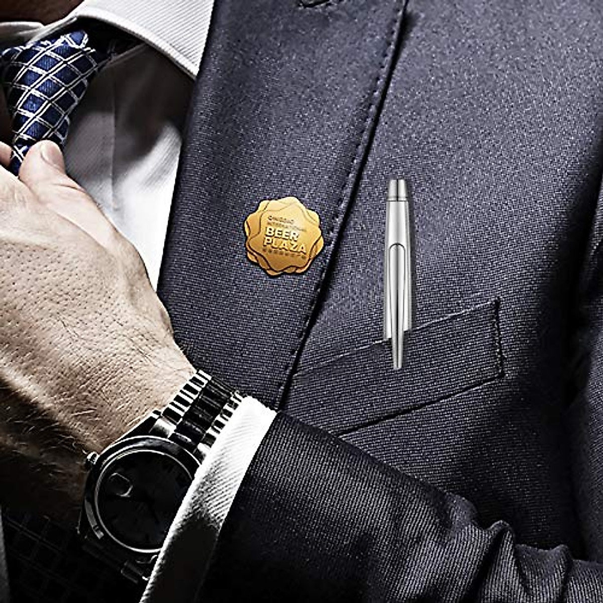 Unibene 6 Pack Silver Slim Mental Ballpoint Pens Medium Point(1 mm) - Black ink, Nice Gift for Business Office Students Teachers Wedding Christmas