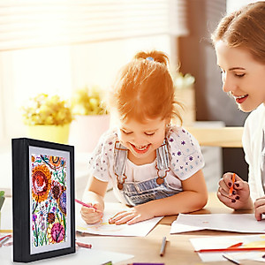 Giftgarden Black Kids Art Frame Changeable, Matted Display 8.5x11 Picture with Mat or 10x12.5 without Mat, Hinged Wood Frames for Children Artwork Projects Drawing Storage, Holds 150Pcs A4