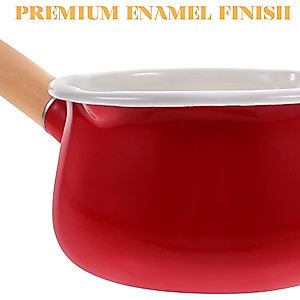 Kichvoe Stew Pot Enamel Milk Pot Wood Baby Multifunction Cooking Spoon Small Cookware