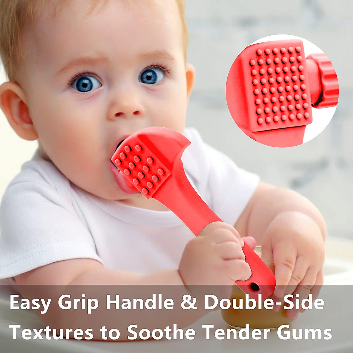 Baby Teething Toys for Babies 0-6 Months, DHOZA Baby Teethers for Babies 6-12 Months, Soft BPA-Free Silicone Chew Gums with Clip Holder, Gift for Baby Must-Haves, Easy to Clean and Freeze - 3 Packs