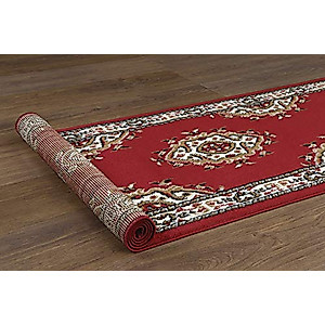 Antep Rugs Kashan King Collection Himalayas Oriental Polypropylene Indoor Area Rug Runner (Maroon/Beige, 2' x 7')