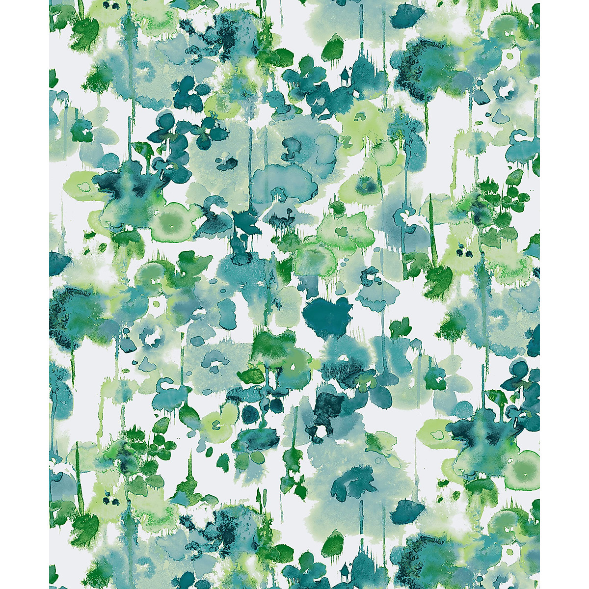 Stitch & Sparkle 100% Cotton Duck 45" Width, Sewing Fabric by The Yard, Watercolor Flower Teal Quilt Crafts Cut D087G0002