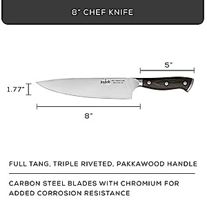 JoyJolt 8” Chef Knife, High Carbon x50 German Steel Kitchen Knife – Magnetic Gift Box.