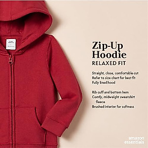 Amazon Essentials Girls' Fleece Zip-Up Hoodie Sweatshirt, Orange Floral, Small