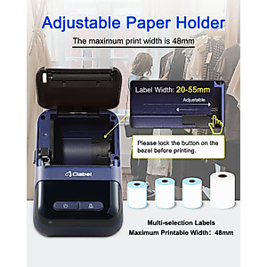 CLABEL Label Maker 300DPI, 230B Portable Barcode Label Printer for Address, Clothing, Retail, Jewelry, QR, Code, Small Business, Compatible with Android & iOS System Use for Home & Office, Black