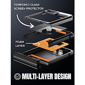 CaseBorne V Compatible with Samsung Galaxy Z Flip 5 Case - Rugged Protective Case with Semi-Auto Hinge Cover and Tempered Glass Screen Protector, [Made of Recycled Materials]