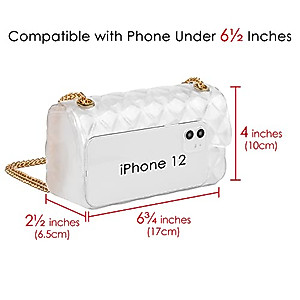Linkidea Women Jelly Shoulder Handbags, Mini Semi-Clear Clutch Purse, Semi-Transparent Polyvinyl Chloride Chain Crossbody Bag