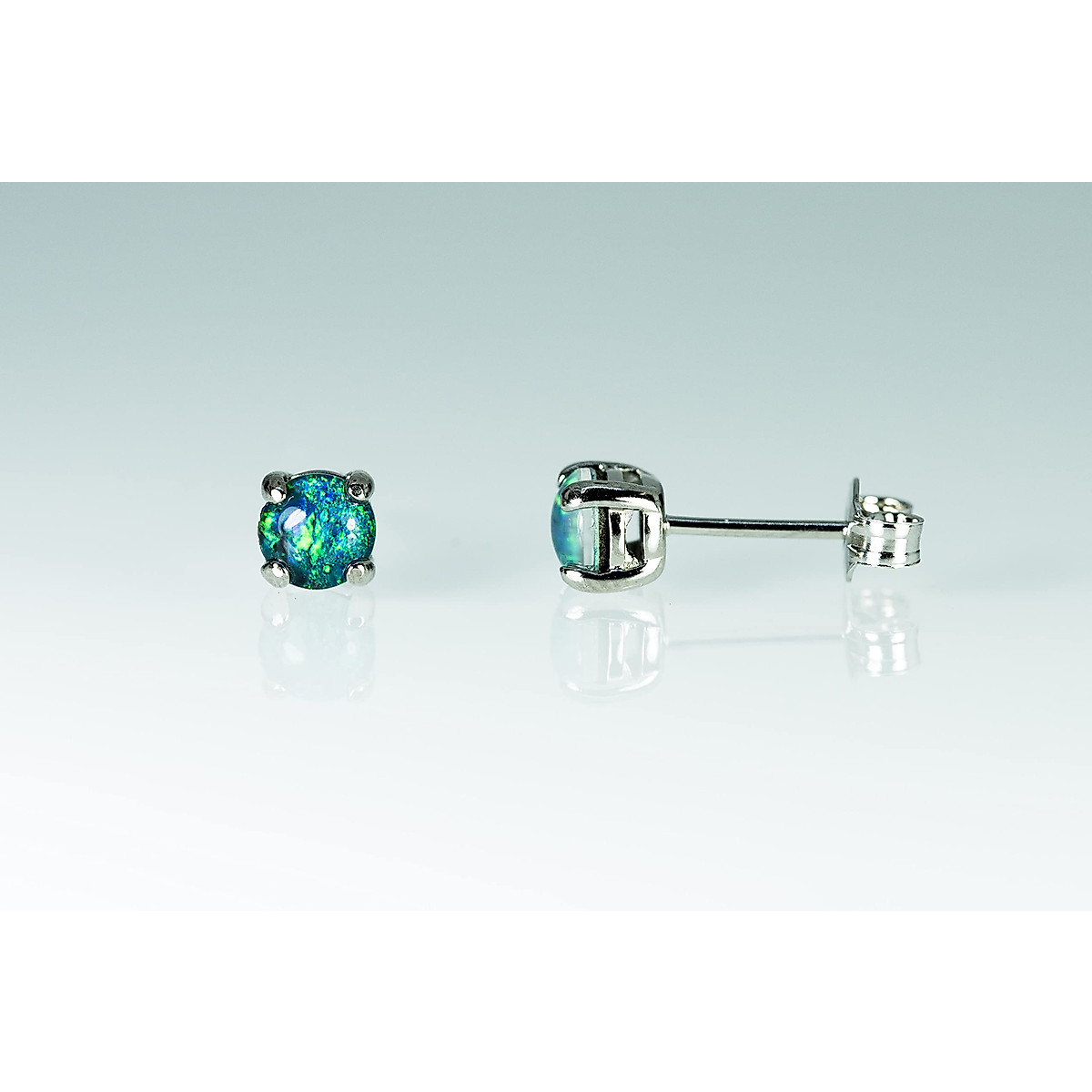 Australian Triplet Opal Earrings - Dainty Australian Opal Triplet Earrings in White or Yellow Gold Plated on Sterling Silver Women's Jewelry