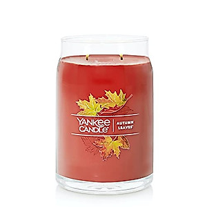 Yankee Candle Autumn Leaves Scented, Signature 20oz Large Jar 2-Wick Candle, Over 60 Hours of Burn Time