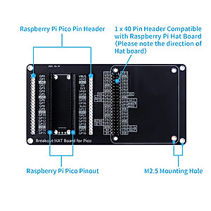 GeeekPi Breakout HAT Board for Raspberry Pi Pico/Pico W, GPIO Expansion Board Breakout HAT Module for Raspberry Pi Pico/Pico W, Support Raspberry Pi HAT Board with 40Pin Pin Header