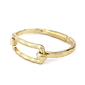 POMINA Chunky Gold Fashion Bangle Cuff Bracelet Geometric Shape Tension Bangle Wide Thick Chain Stretch Gold Bracelet for Women Teen (Square Gold)