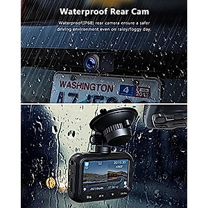 LAMTTO 1080P Full HD Dash Cam Front and Rear with SD Card, Dual Dash Camera for Cars, 2.45" IPS Screen Car Camera with Waterproof Backup Cam, WDR Motion Detection Parking Monitor G-Sensor