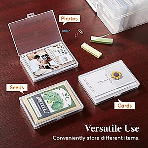 Lifewit Photo Storage Box 4x6 Photo Case, 18 Inner Photo Keeper, Clear Photo Boxes Storage, Plastic Photo Organizer Craft Storage Box for Seeds Cards Pictures Stamps with 1 Sheet Label Sticker