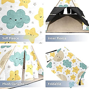 RATGDN Small Pet Hideout Moon Cloud and Stars Hamster House Guinea Pig Playhouse for Dwarf Rabbits Hedgehogs Chinchillas