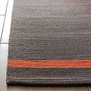 SAFAVIEH Kilim Collection Area Rug - 9' x 12', Dark Grey & Orange, Handmade Flat Weave Wool, Ideal for High Traffic Areas in Living Room, Bedroom (KLM952C)