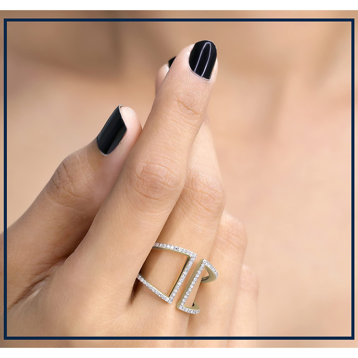 Dazzlingrock Collection 0.30 Carat (ctw) 14K Round White Diamond Ladies Geometric Fashion Ring 1/3 CT, Yellow Gold, Size 8.5