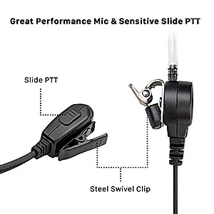 Retevis RT29 Walkie Talkie Earpiece, Compatible RT29 RT47 RT47V RT48 RB23 RB46 RT83 RT87 Ailunce HD1 Motorola EX500 GP328Plus Two Way Radio, Covert Acoustic Tube Headset with Mic(1 Pack)