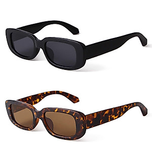 ADE WU Rectangle Sunglasses Women Men Vintage Retro 90s Glasses Narrow Black Tortoise Frame