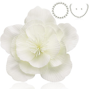 Ecation Large Flower Fascinators for Women Tea Party Fancy Hats and Gloves Set for Women Tea Party Wedding Accessories(Light yellow)