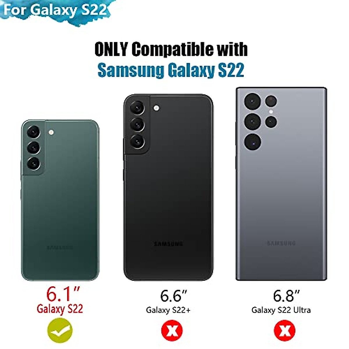 RUNSY Battery Case for Samsung Galaxy S22, 4800mAh Rechargeable Extended Battery Charging Charger Case, Add 100% Extra Juice, Not Compatible with S22+ or S22 Ultra (6.1 inch) Black