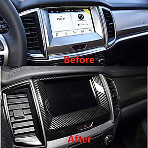 ruihe Carbon Fiber Color Inner Center Navigation Frame Cover Fit for Ford Ranger 2015 2016 2017 2018 2019 2020 2021