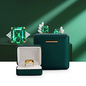 Woodten Green Round Corner PU Leather Proposal Ring Box Jewelry Ring Gift Box