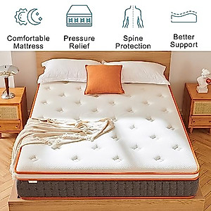 IYEE NATURE Twin Mattress,10 Inch Twin Size Hybrid Memory Foam and Individual Pocket Spring,Twin Bed Mattress in a Box