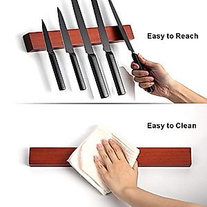 KITCHENDAO16 Inch Powerful Magnetic Knife Strip Holder for Wall, 50% Stronger Magnet, Wooden Knife Storage Rack Stand for Kitchen Knives & Tools, Mother's Day Gift for Mom Grandma