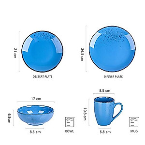 TBGFPO 48-Piece Stoneware Ceramic Dinnerware Set with Dinner Plate, Dessert Plate, 800ml Bowl, 380ml Mug Set