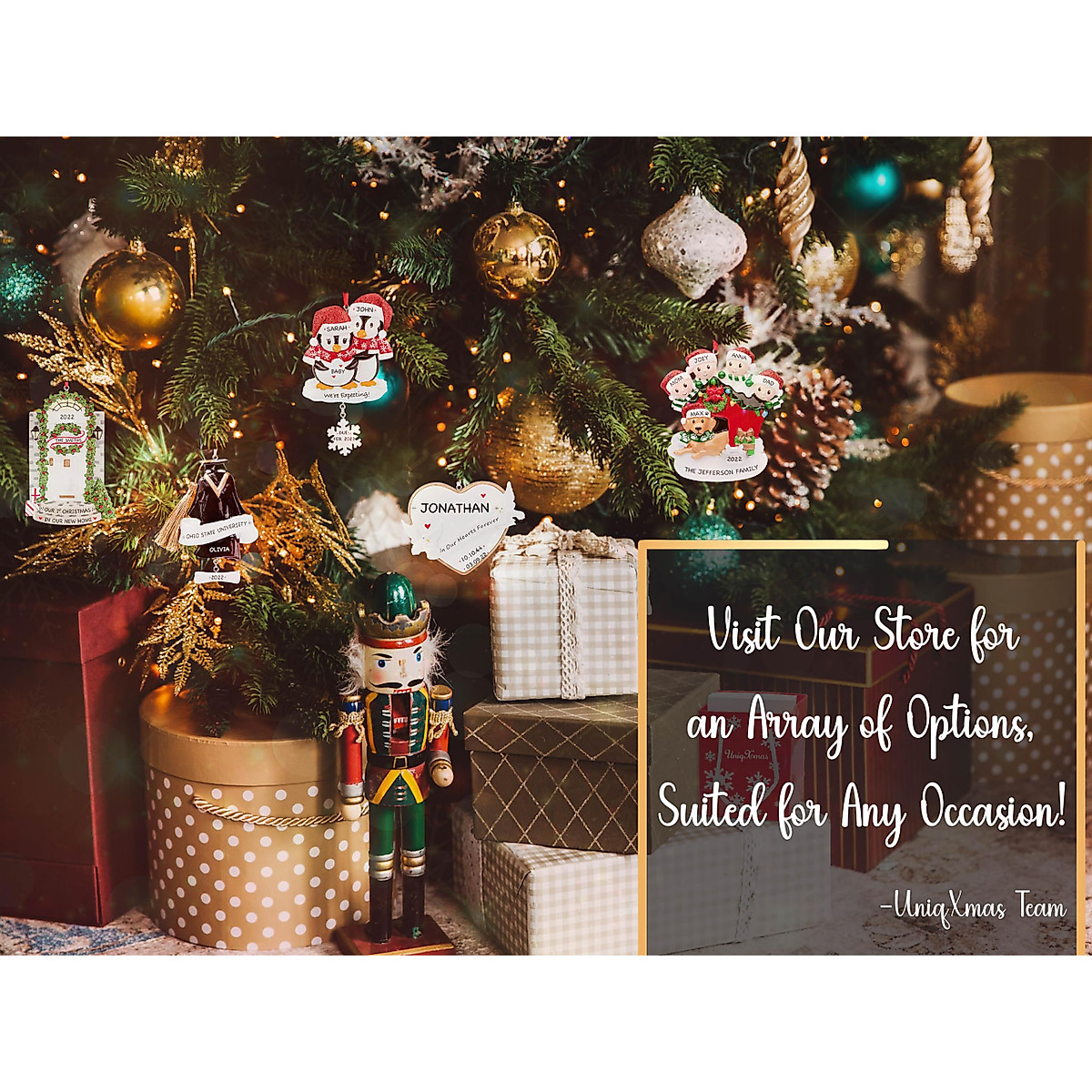 UniqXmas Personalized Beach Chair Couple Christmas Ornament 2023 | Summer Vacation Sunset & Sand Decoration for Xmas Tree | Customized Unique Honeymoon Retirement Keepsake Gift - Custom Name & Year