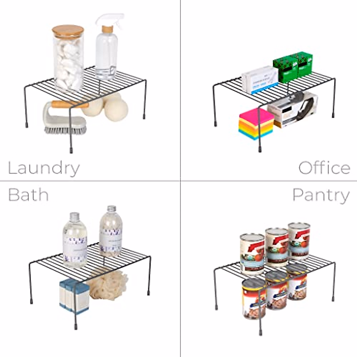 Smart Design Classic Storage Shelf – Medium (8.5 x 13.25 in.), Charcoal Gray – Steel Pantry Organizer with Rust-Resistant Finish and Non-Slip Feet for Easy Home Organization and Storage