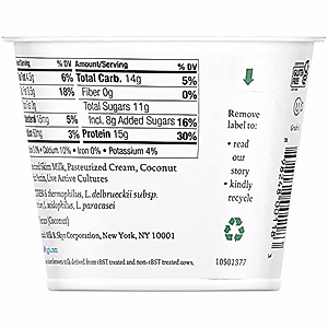 siggi's® 2% Icelandic Strained Lowfat Yogurt, Coconut, 5.3 oz., Single Serve Cup