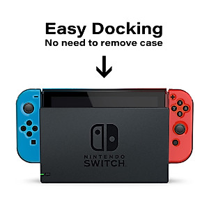 Nyko | Dockable, Thin Hard Portable Travel Carry Shell Protective Case with Tempered Glass Screen Protector for Nintendo Switch (Red & Blue)