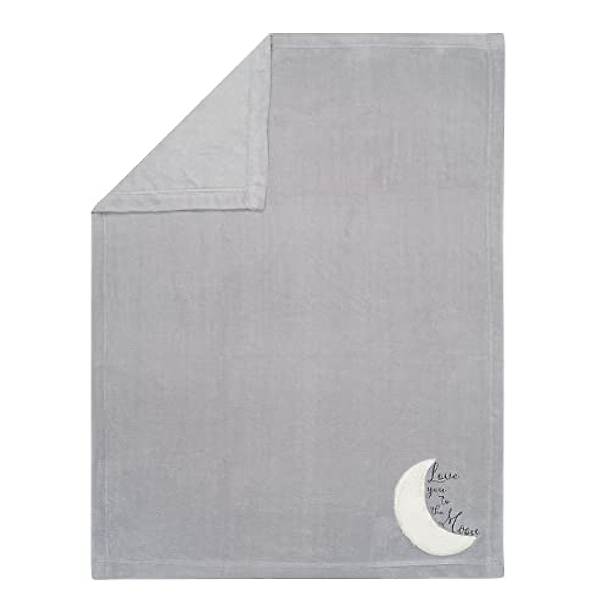 Lambs & Ivy Goodnight Moon Gray Appliqued and Embroidered Fleece Baby Blanket