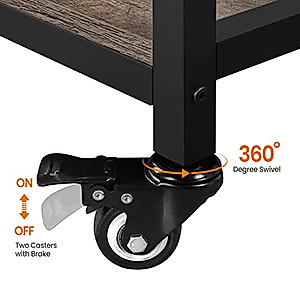 Yaheetech Kitchen Cart with Storage, Rolling Kitchen Island with Drawer and Towel Rack, Utility Shelf Microwave Stand Cart with Lockable Wheels for Dining Room, 40 x 20 x 36 inches, Taupe Wood